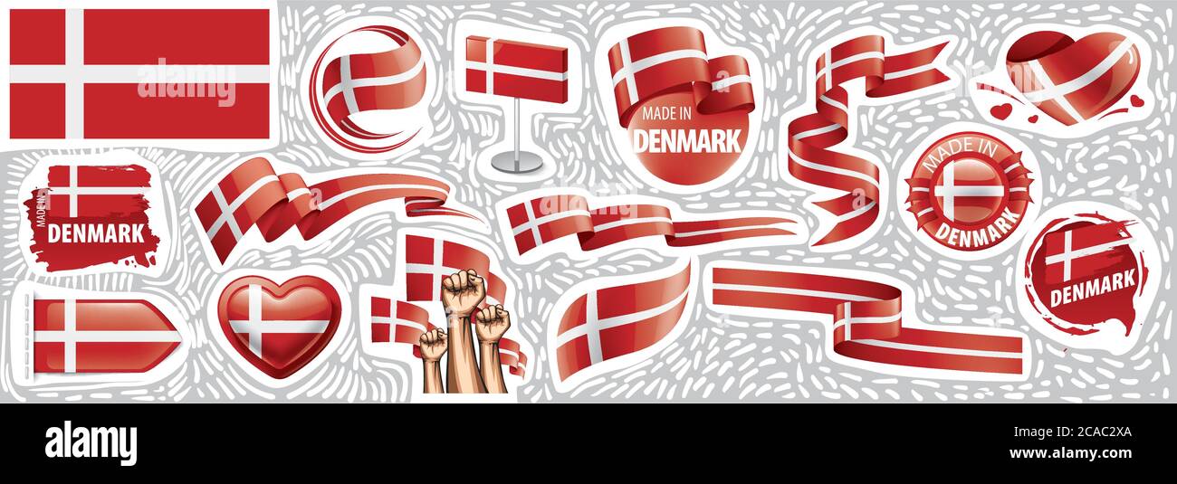 Vector set of the national flag of Denmark in various creative designs ...