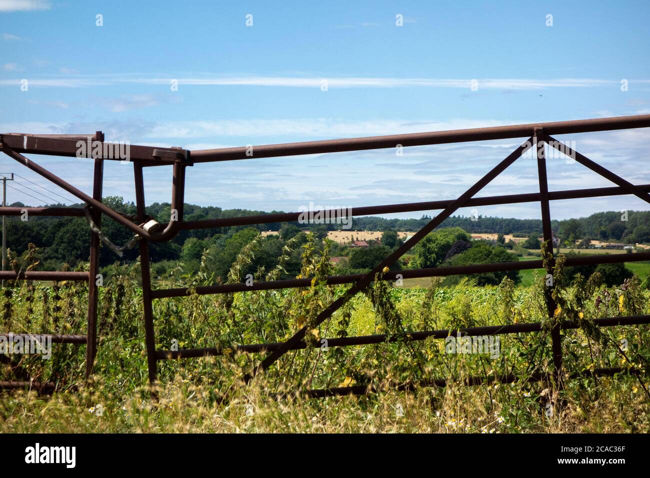 Locked field gate Stock Photo - Alamy