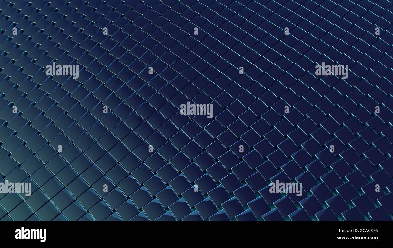 3d render of a blue surface with cubical patterns on it Stock Photo - Alamy