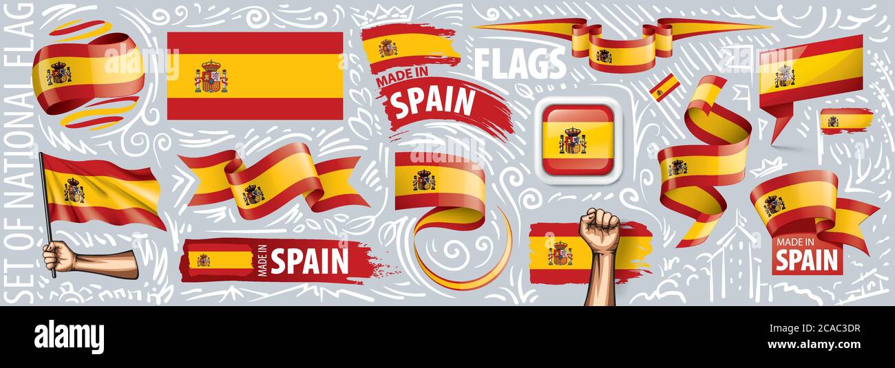 Vector set of the national flag of Spain in various creative designs ...