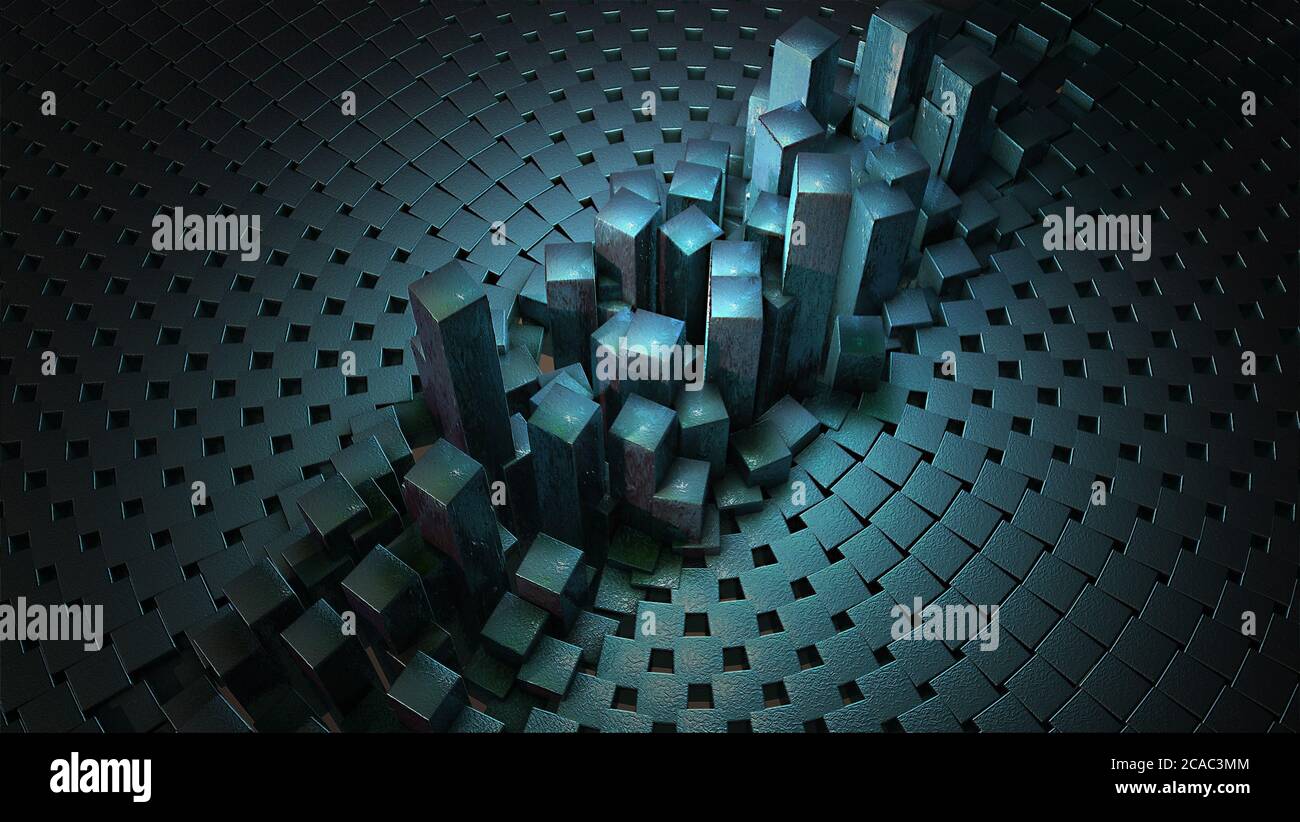 3D rendering of metal cubes Stock Photo - Alamy