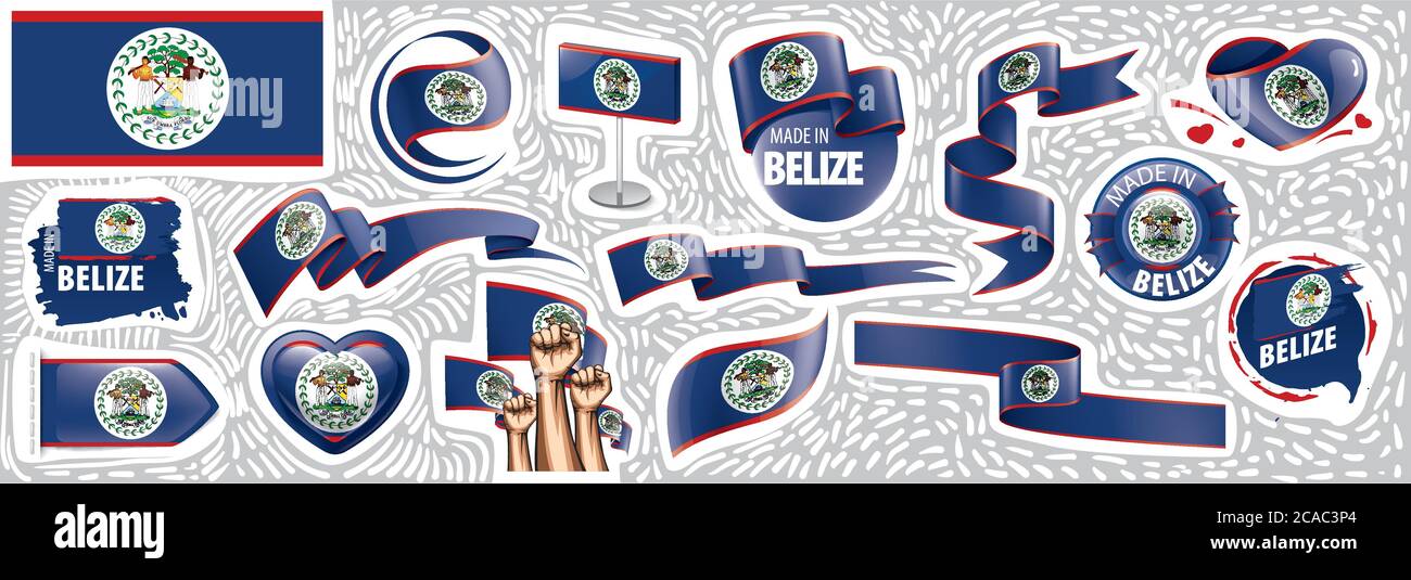 Vector set of the national flag of Belize in various creative designs ...
