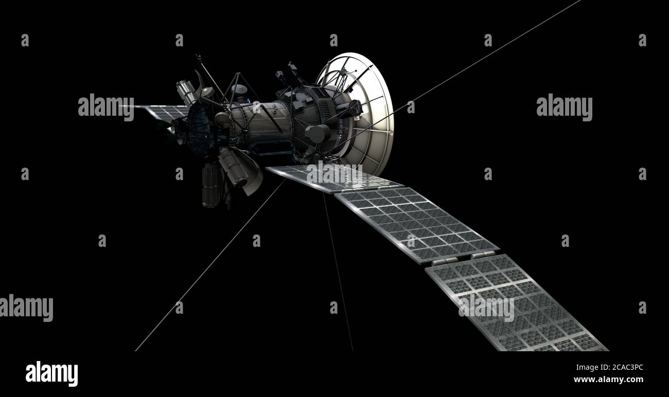3d render of a satellite floating in the middle of the galaxy Stock ...