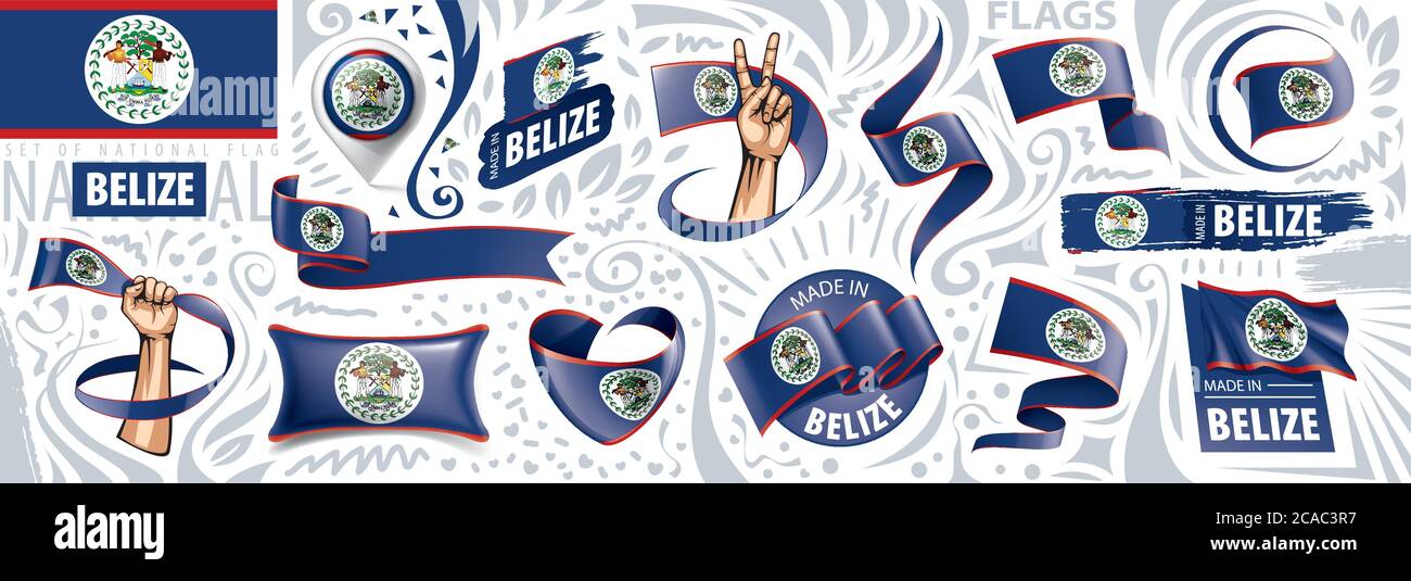 Vector set of the national flag of Belize in various creative designs ...