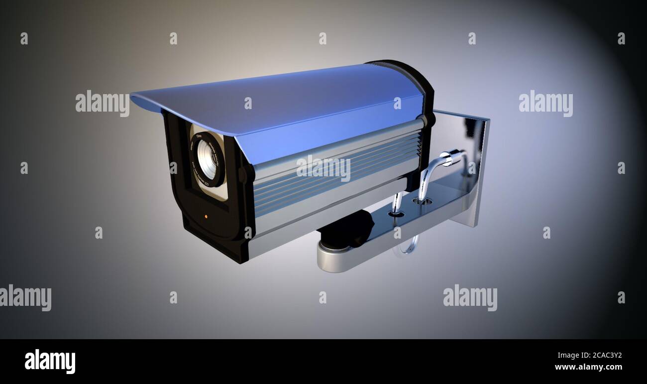 3D rendering of silver security camera Stock Photo - Alamy