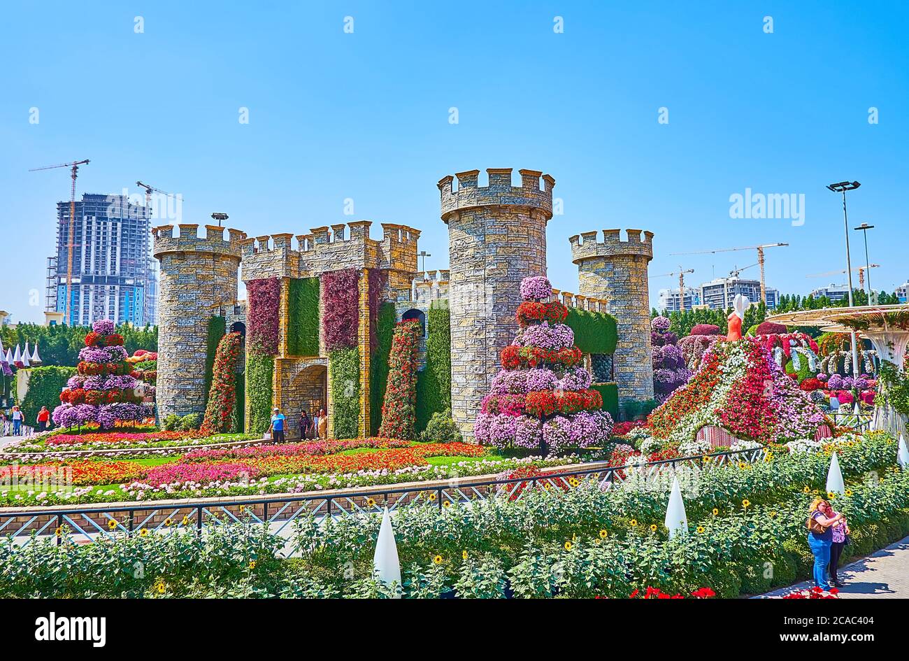 DUBAI, UAE - MARCH 5, 2020: Exterior of small medieval castle of ...