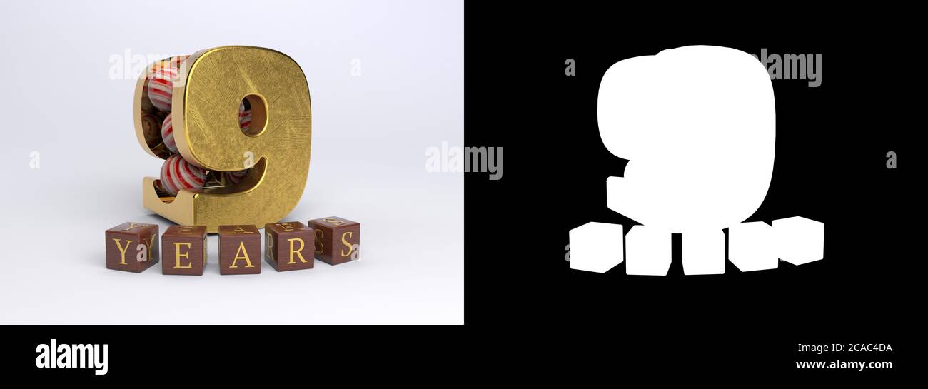 Number 9 (number nine) anniversary celebration design with round ...