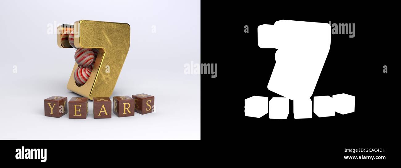 Number 7 (number seven) anniversary celebration design with round ...