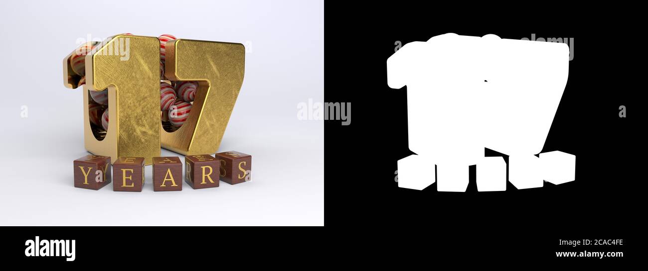 Number 17 (number seventeen) anniversary celebration design with round ...