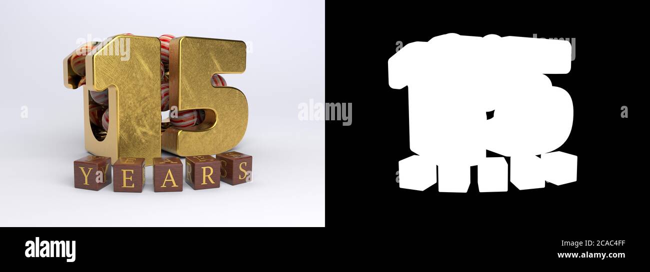 Number 15 (number fifteen) anniversary celebration design with round ...