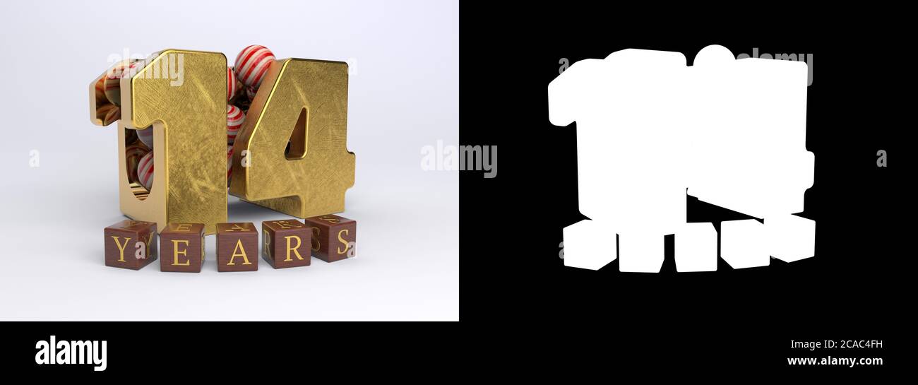 Number 14 (number fourteen) anniversary celebration design with round ...