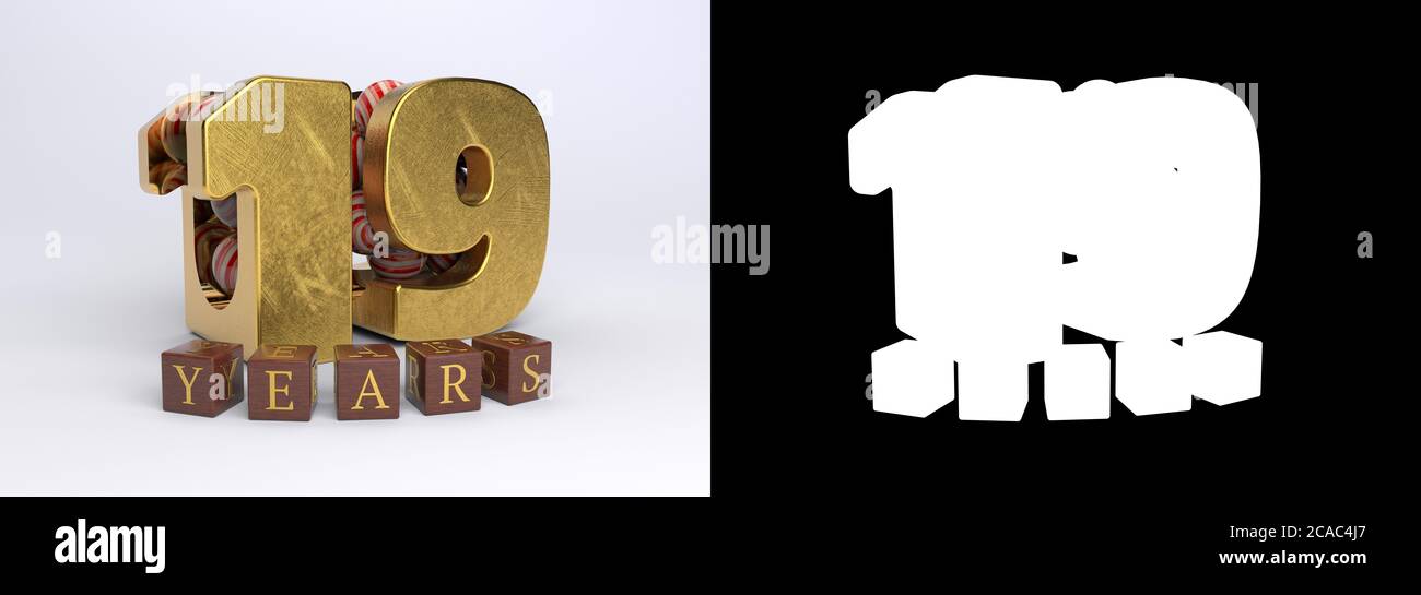 Number 19 (number nineteen) anniversary celebration design with round ...