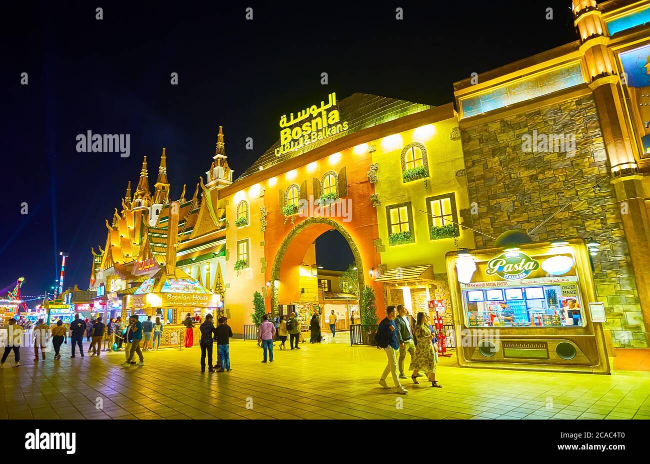 DUBAI, UAE - MARCH 5, 2020: The facade of Bosnia and Balkans Pavilion ...