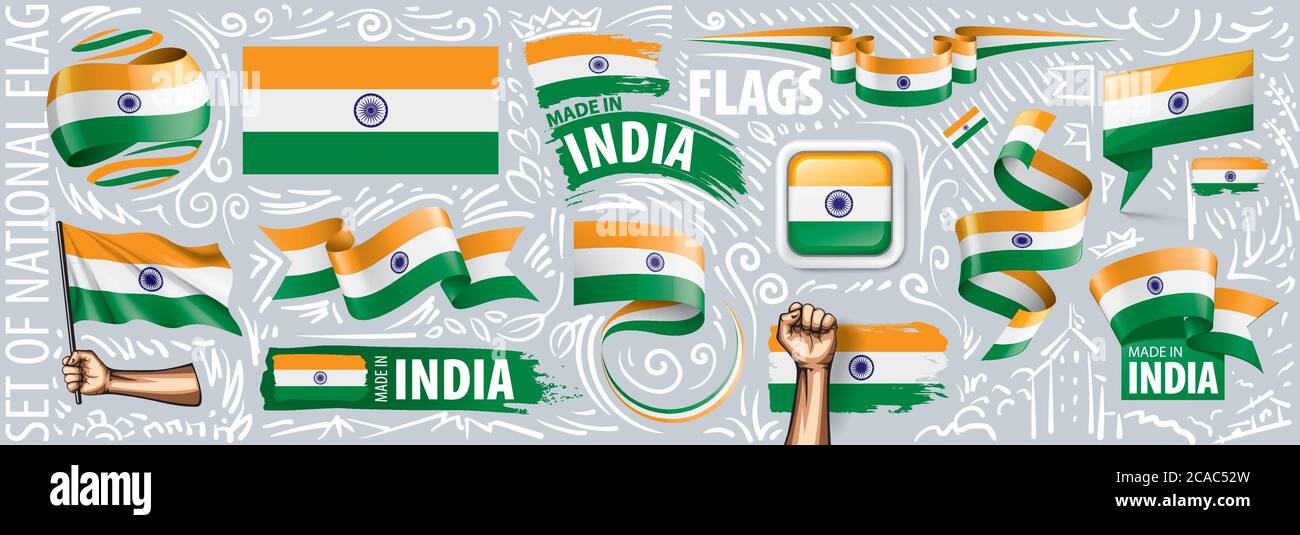 Vector set of the national flag of India in various creative designs ...