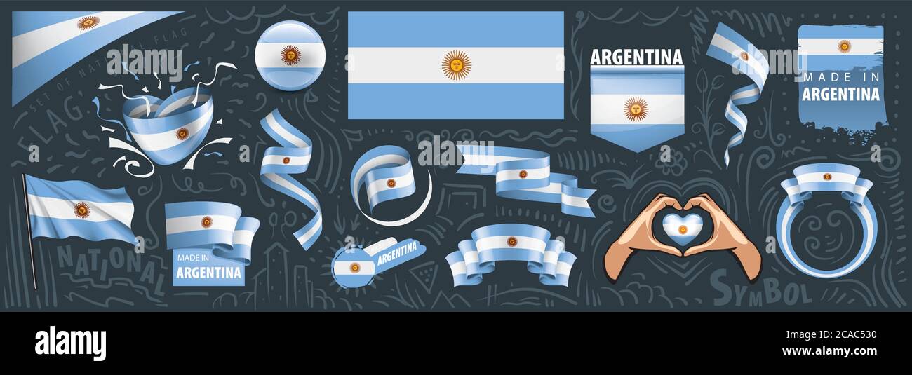 Vector set of the national flag of Argentina in various creative ...