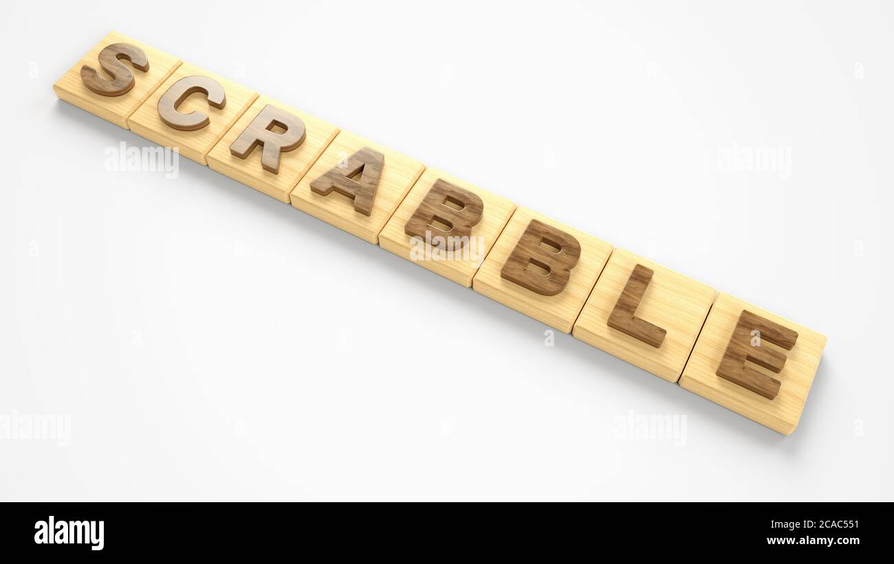 Scrabble wood letter blocks, 3D illustration. suitable for indoor board ...