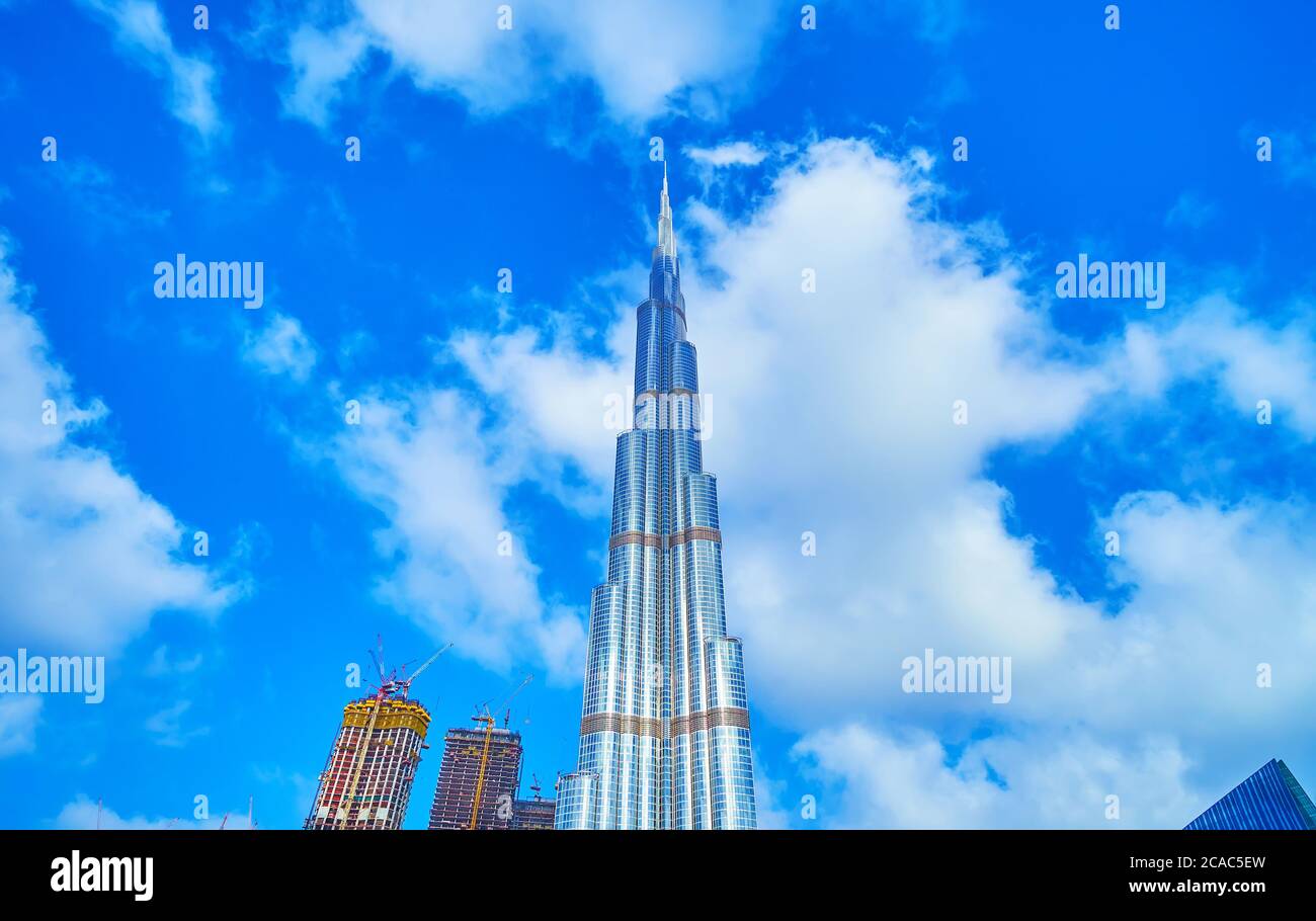 The magnificent Burj Khalifa, the tallest building in the world cutting ...