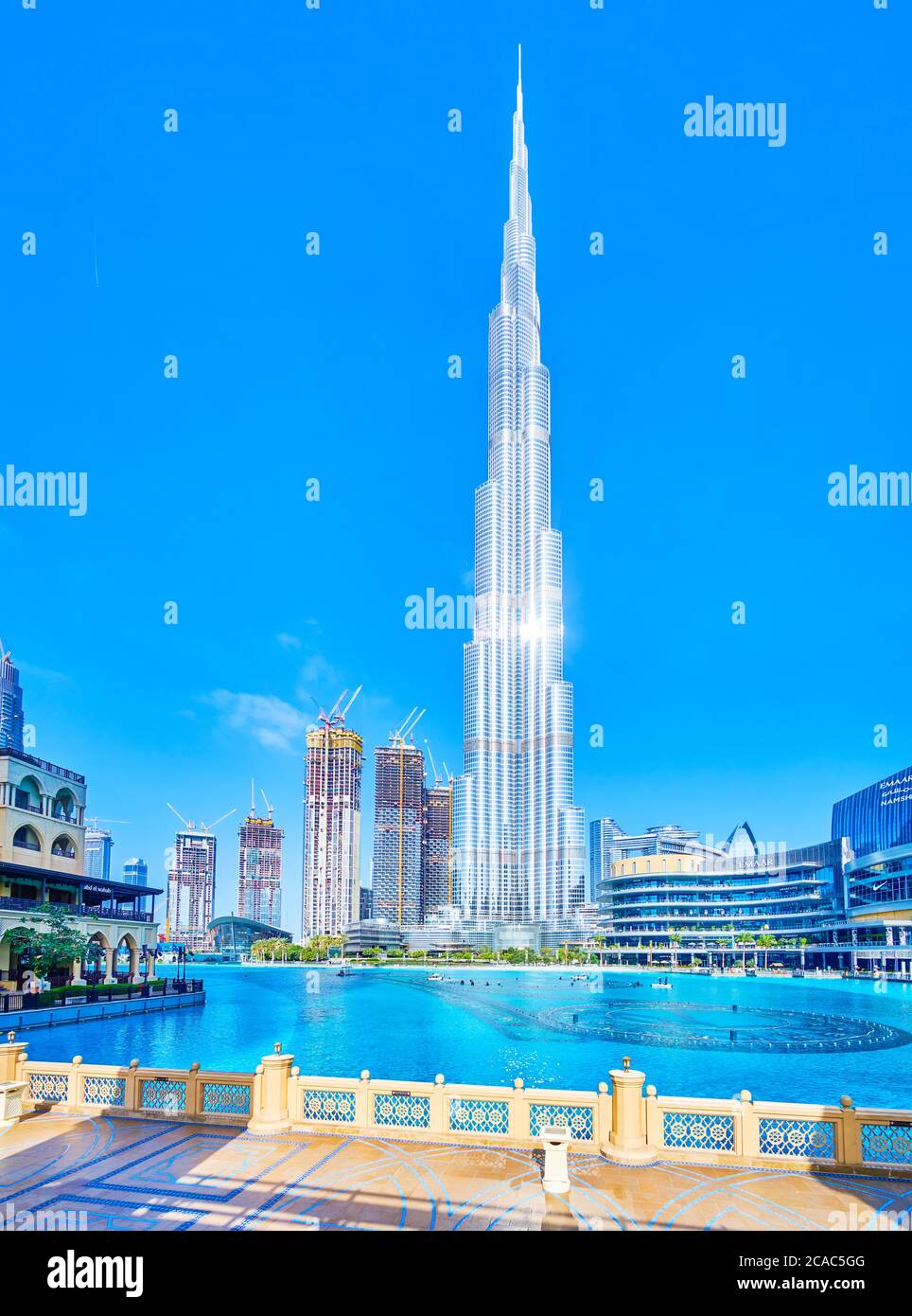 DUBAI, UAE - MARCH 3, 2020: The gorgeous Burj Khalifa skyscraper with ...