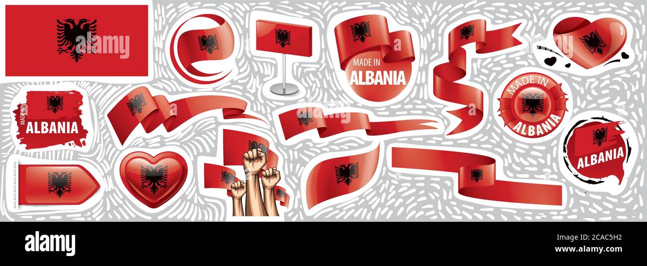 Vector set of the national flag of Albania in various creative designs ...