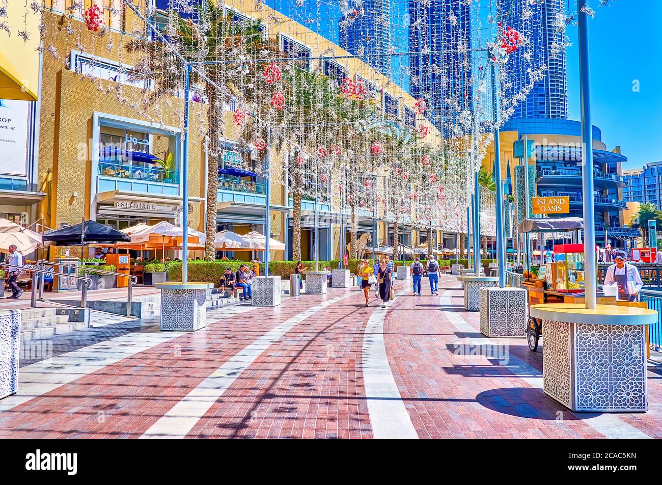 DUBAI, UAE - MARCH 3, 2020: The pleasant walk along the walking ...