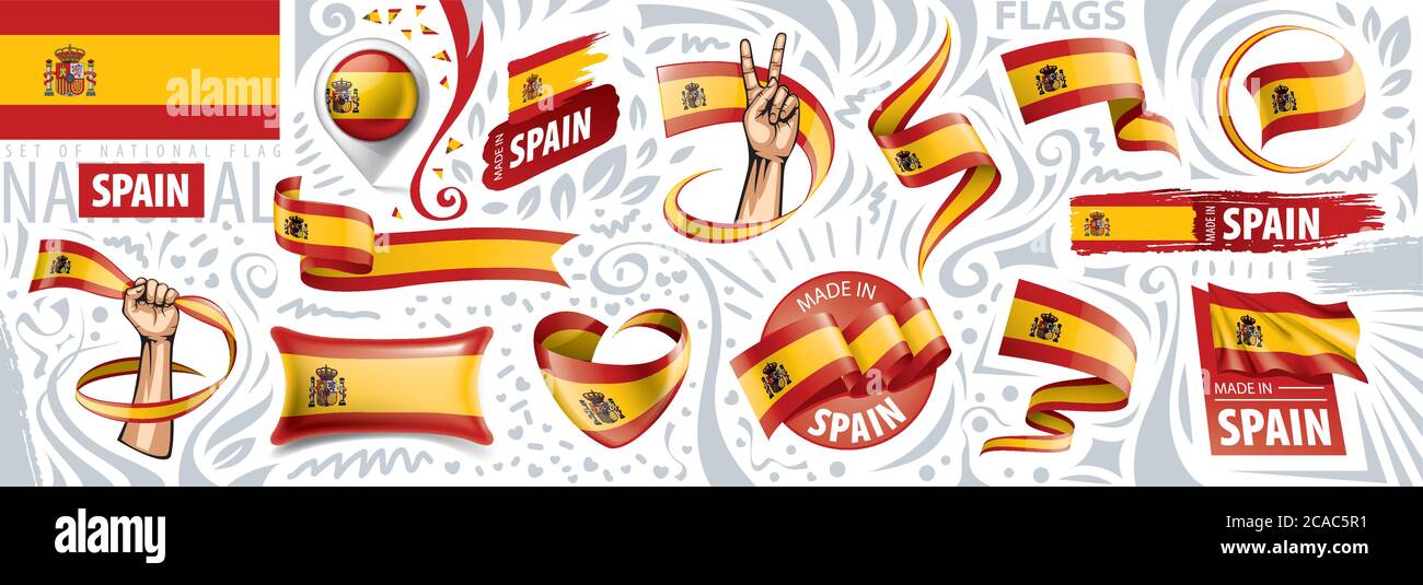 Vector set of the national flag of Spain in various creative designs ...