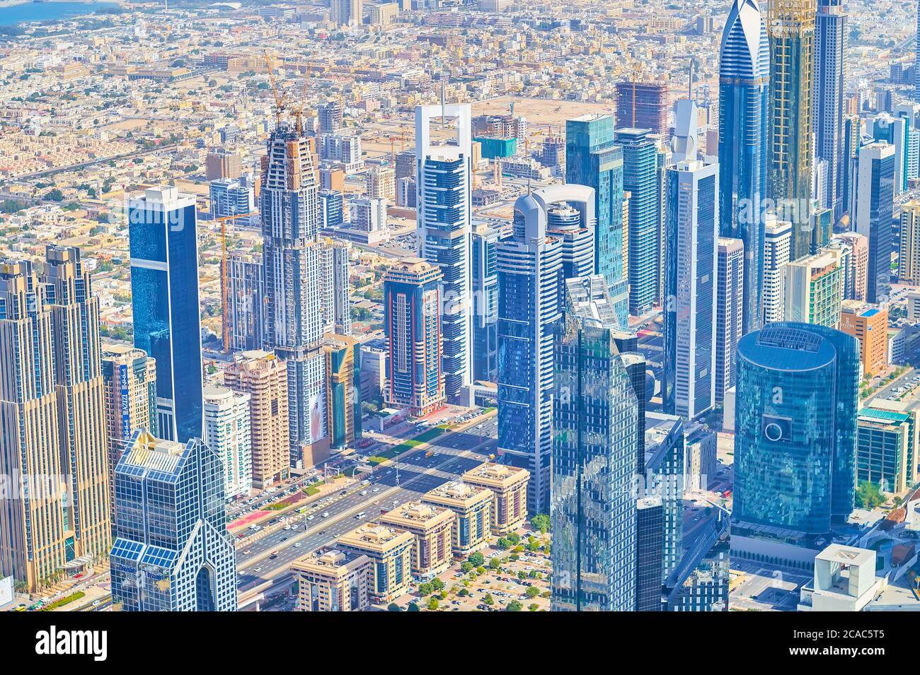 DUBAI, UAE - MARCH 3, 2020: The modern skyscrapers of dubai along ...