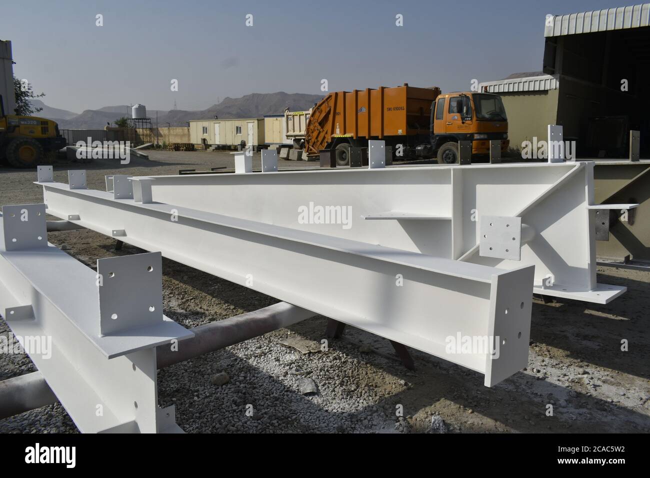 Steel Structural Columns And Beams in the yard Stock Photo - Alamy