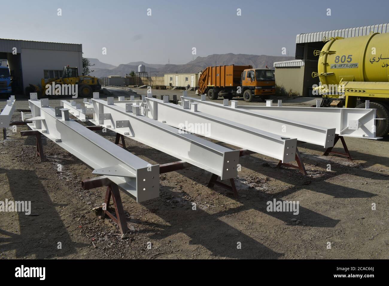 Steel Structural Columns And Beams in the yard Stock Photo - Alamy