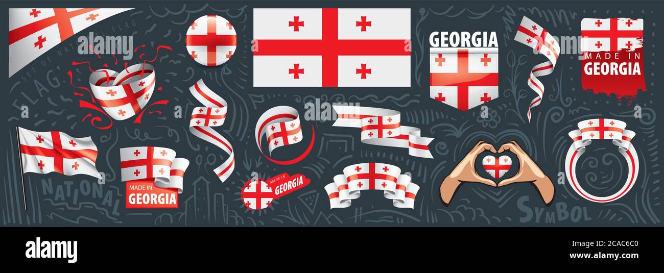 Vector set of the national flag of Georgia in various creative designs ...
