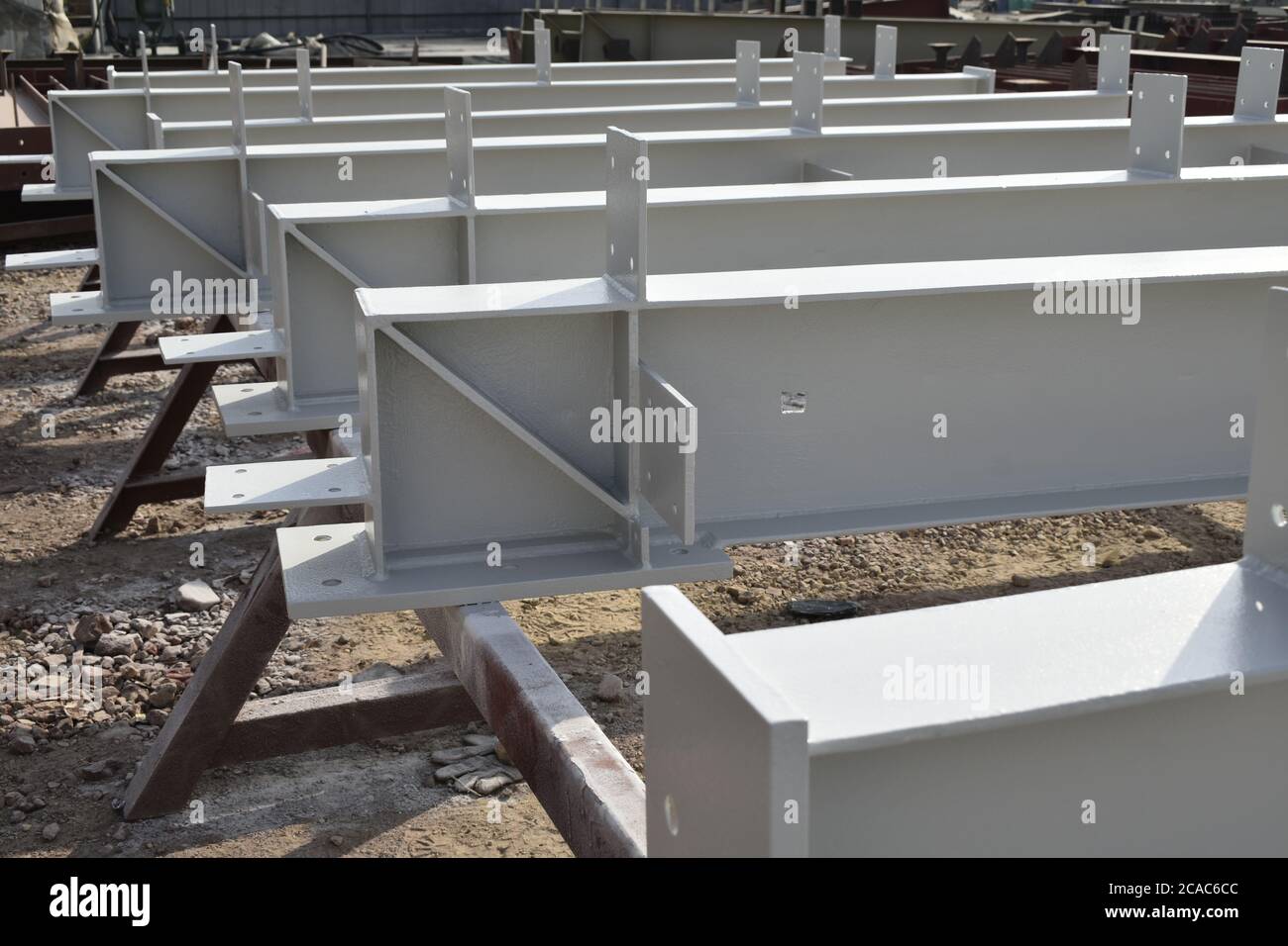 Steel Structural Columns And Beams in the yard Stock Photo - Alamy