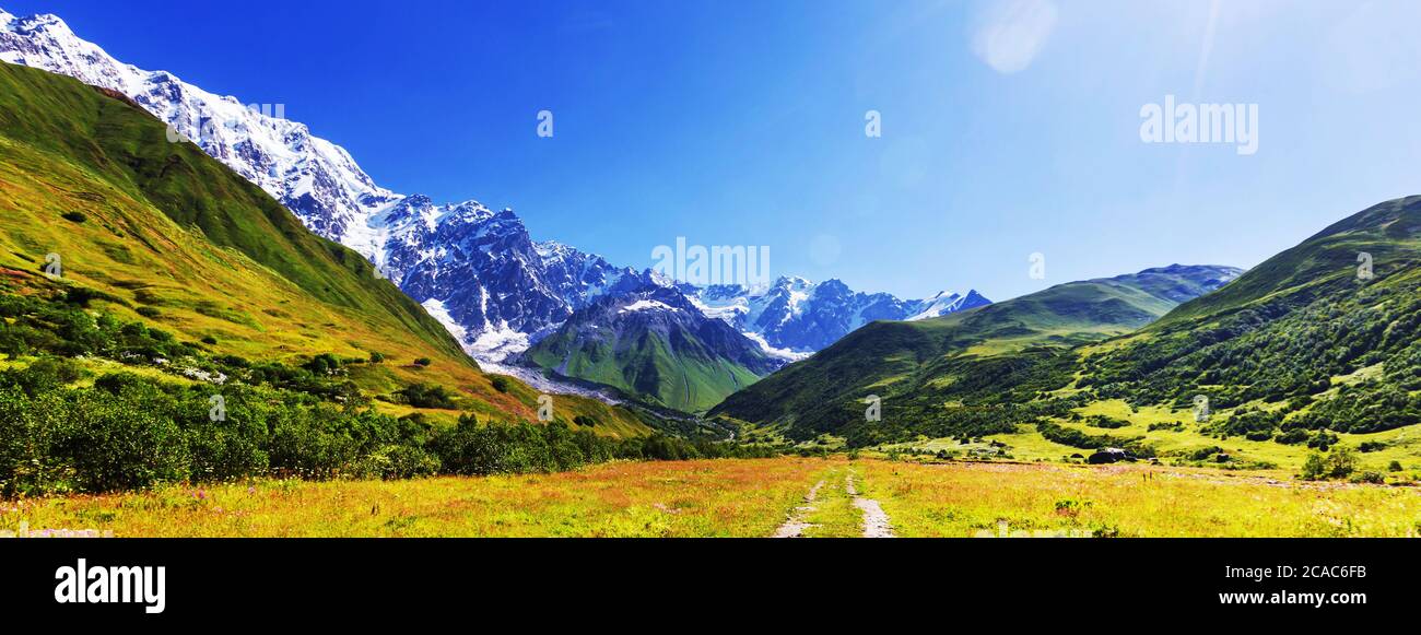 High Caucasus mountains. Svaneti.Georgia. Bezengi wall Stock Photo - Alamy