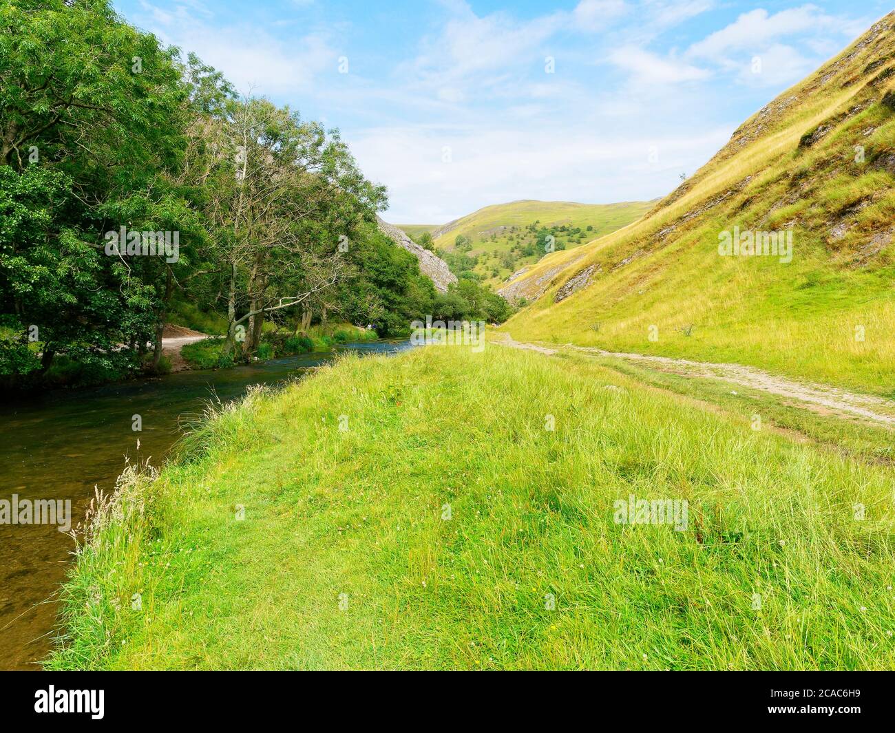 A peaceful, quite summer afternoon in Dovedale in the Derbyshire Peak ...