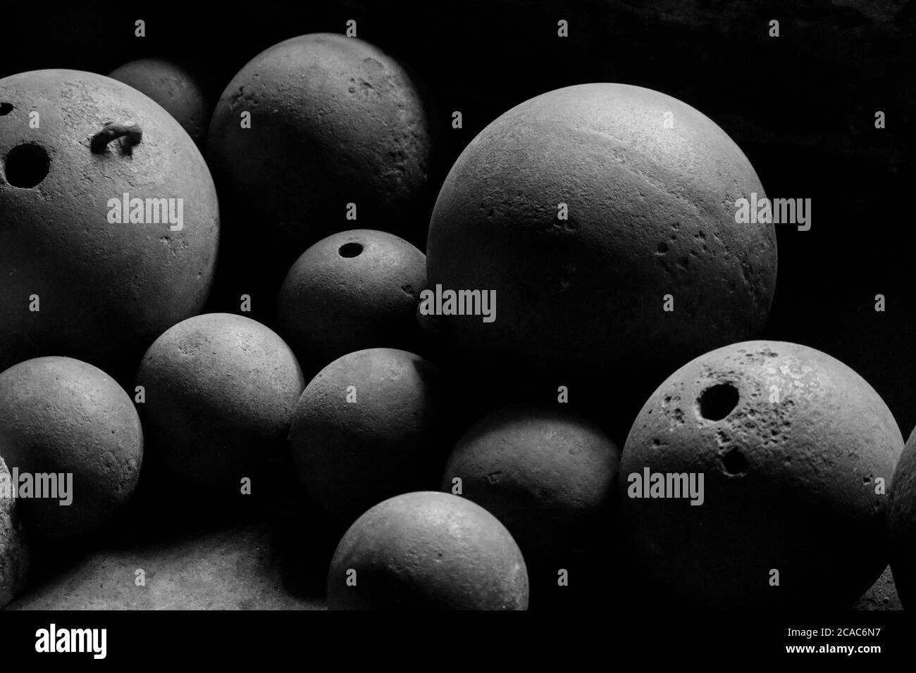 iron balls used to tie prisoners' feet Stock Photo - Alamy