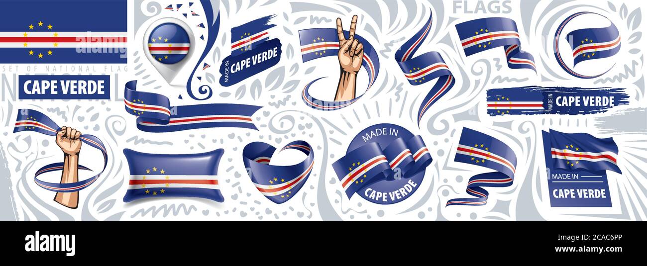 Vector set of the national flag of Cape Verde in various creative ...