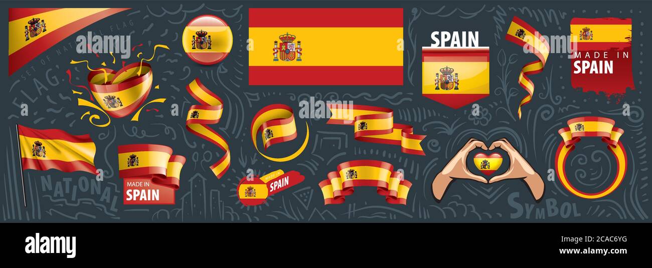 Vector set of the national flag of Spain in various creative designs ...