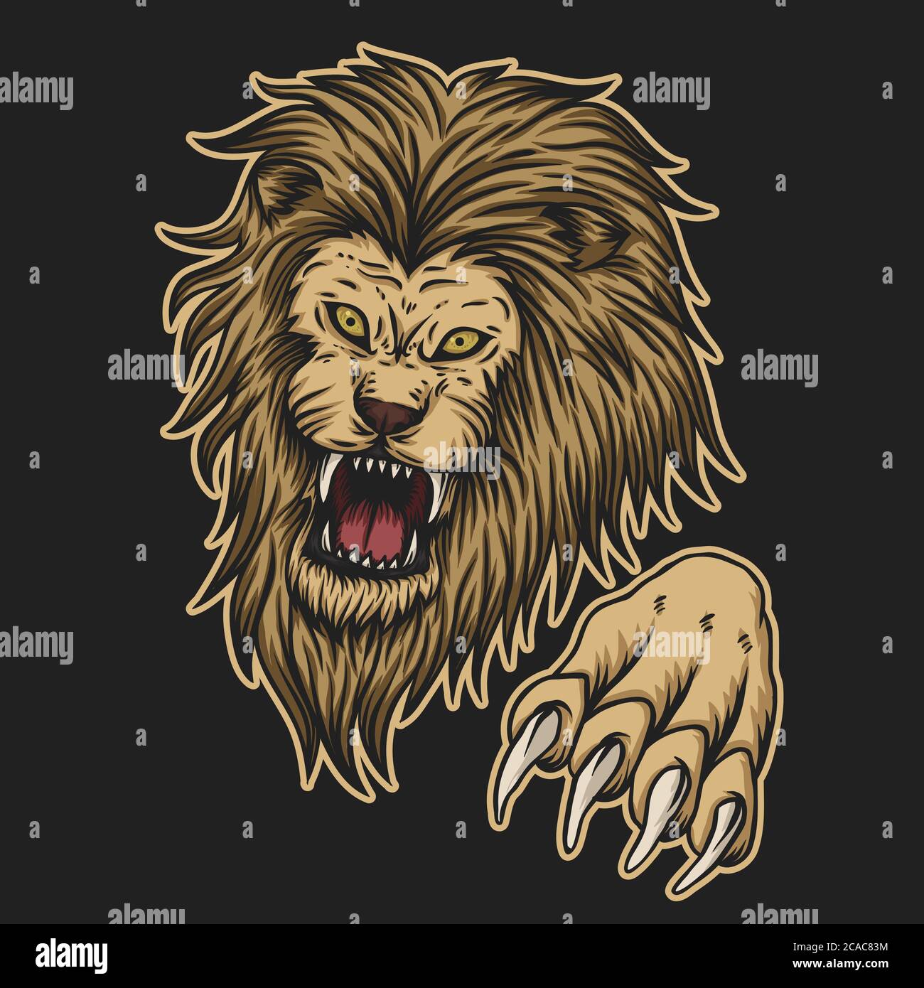 angry lion attack vector illustration for your company or brand Stock ...