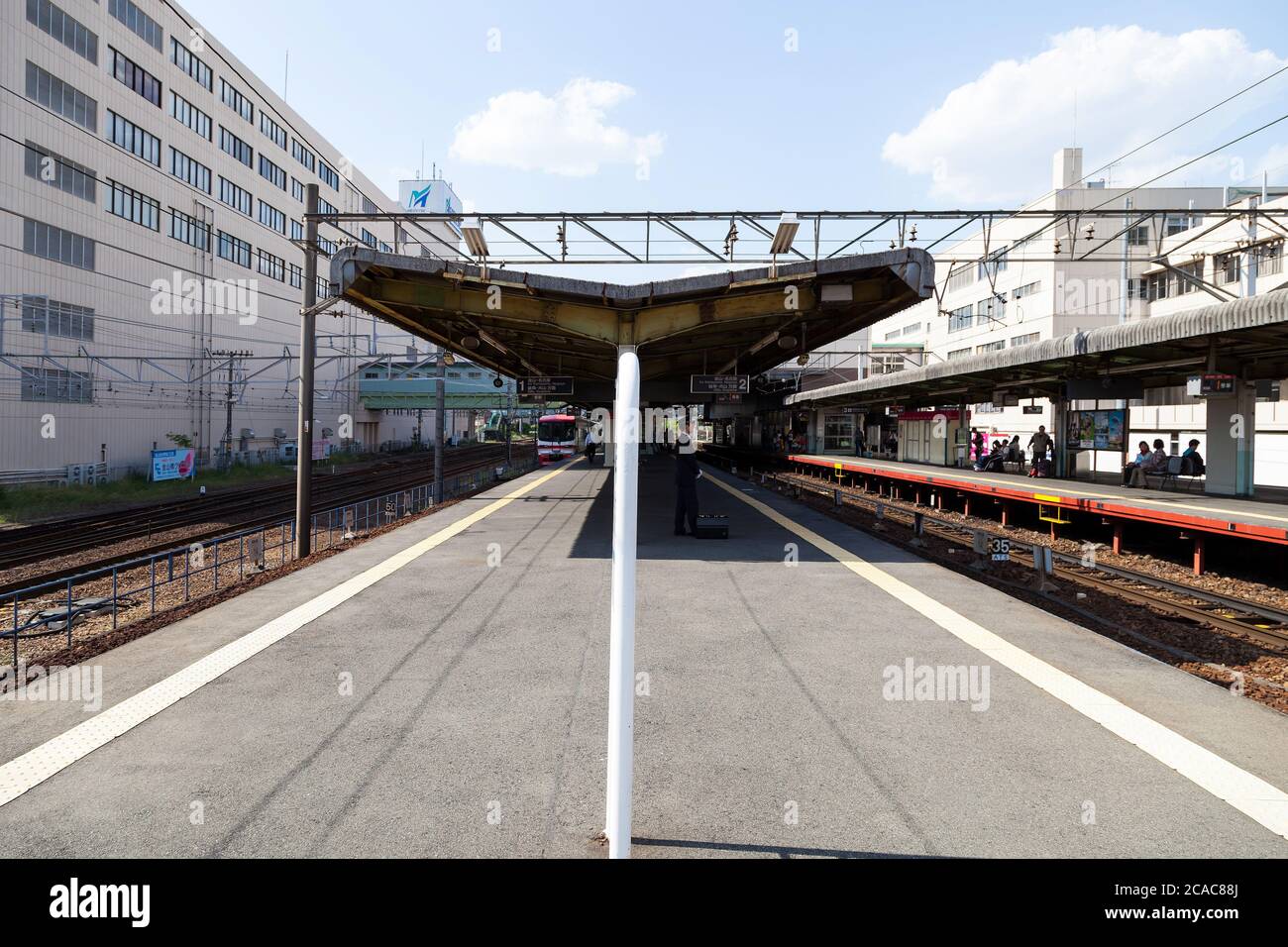 NAGOYA, JAPAN - MAY 04, 2016: Meitetsu Limited Express travels on ...