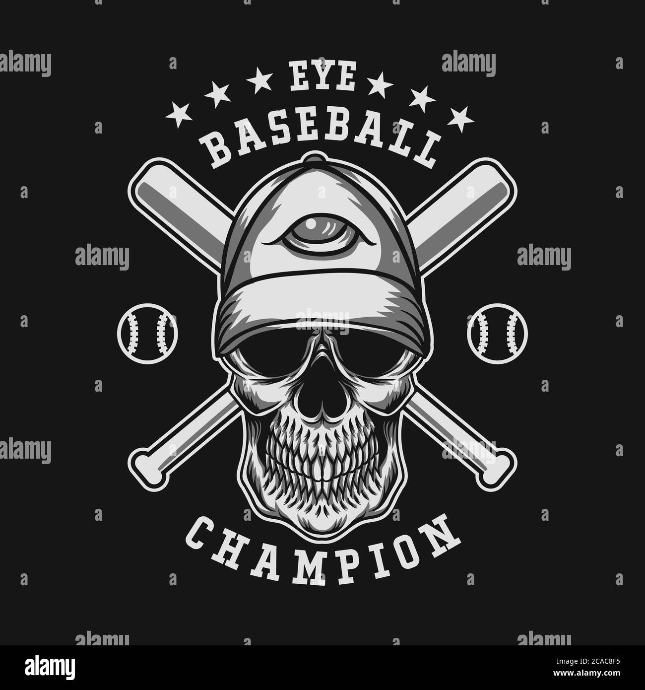 skull baseball vector illustration for your company or brand Stock ...