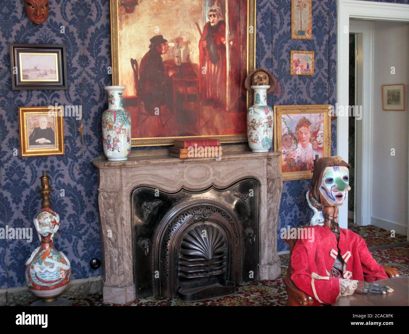 Ostende, Belgium. 22nd July, 2020. The blue parlor in the James Ensor ...