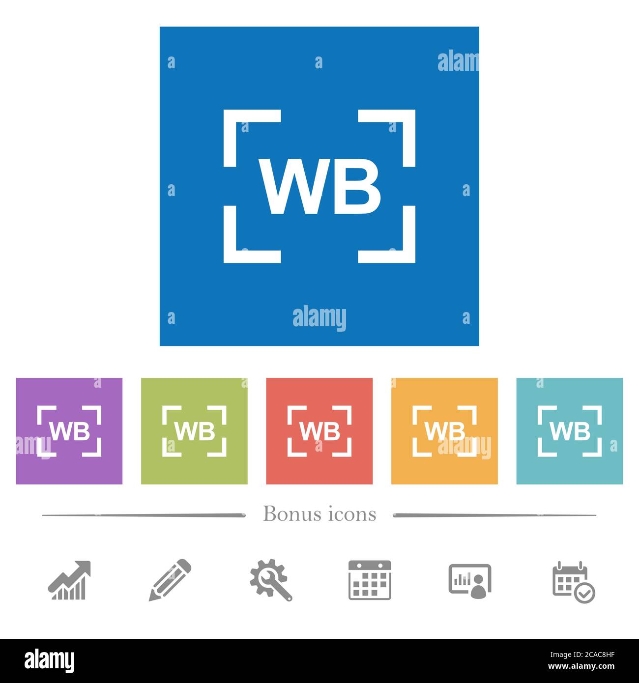 Camera white balance setting flat white icons in square backgrounds. 6 ...