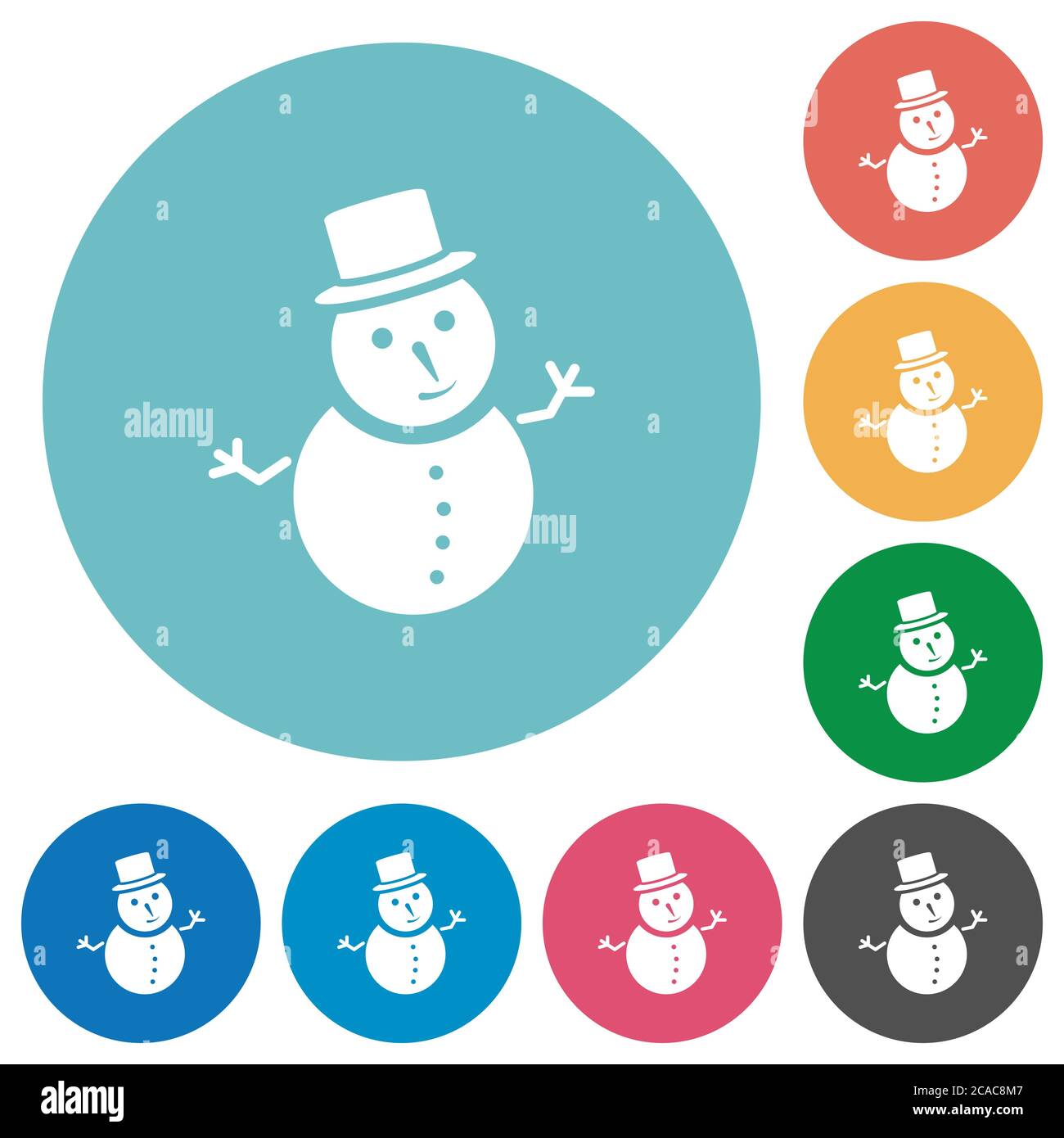 Snowman flat white icons Stock Vector Images - Alamy