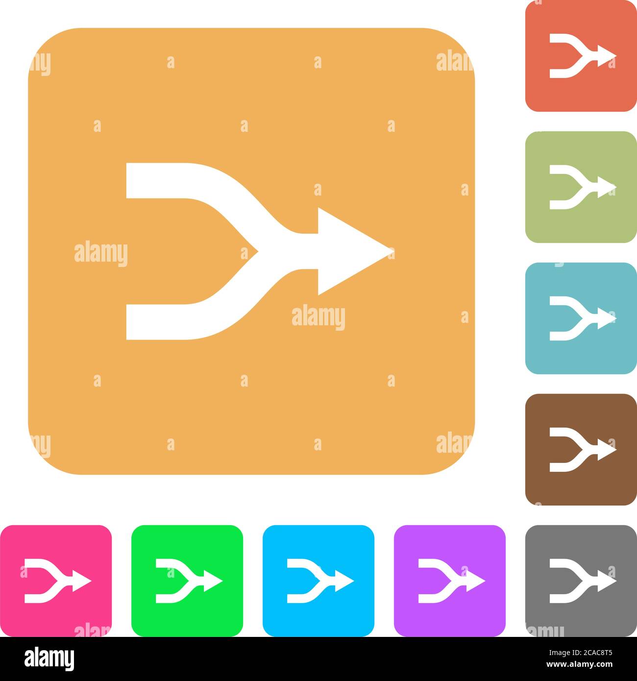 Merge arrows flat icons on rounded square vivid color backgrounds Stock Vector Image & Art - Alamy