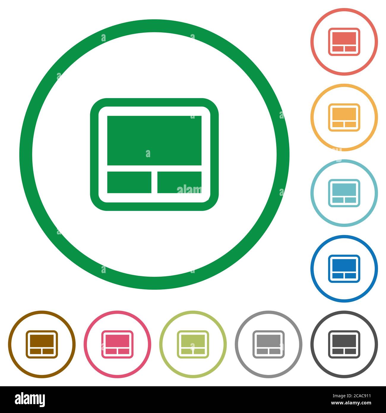 Laptop touchpad flat color icons in round outlines on white background ...