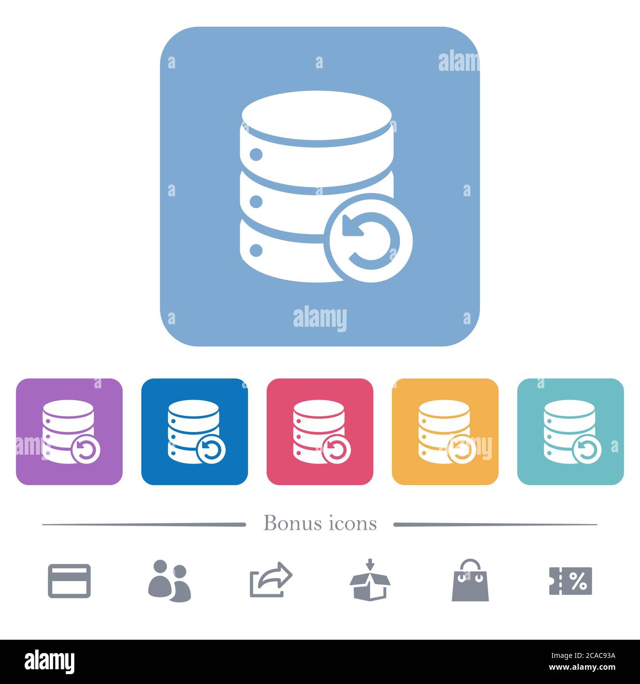 Undo database changes white flat icons on color rounded square ...