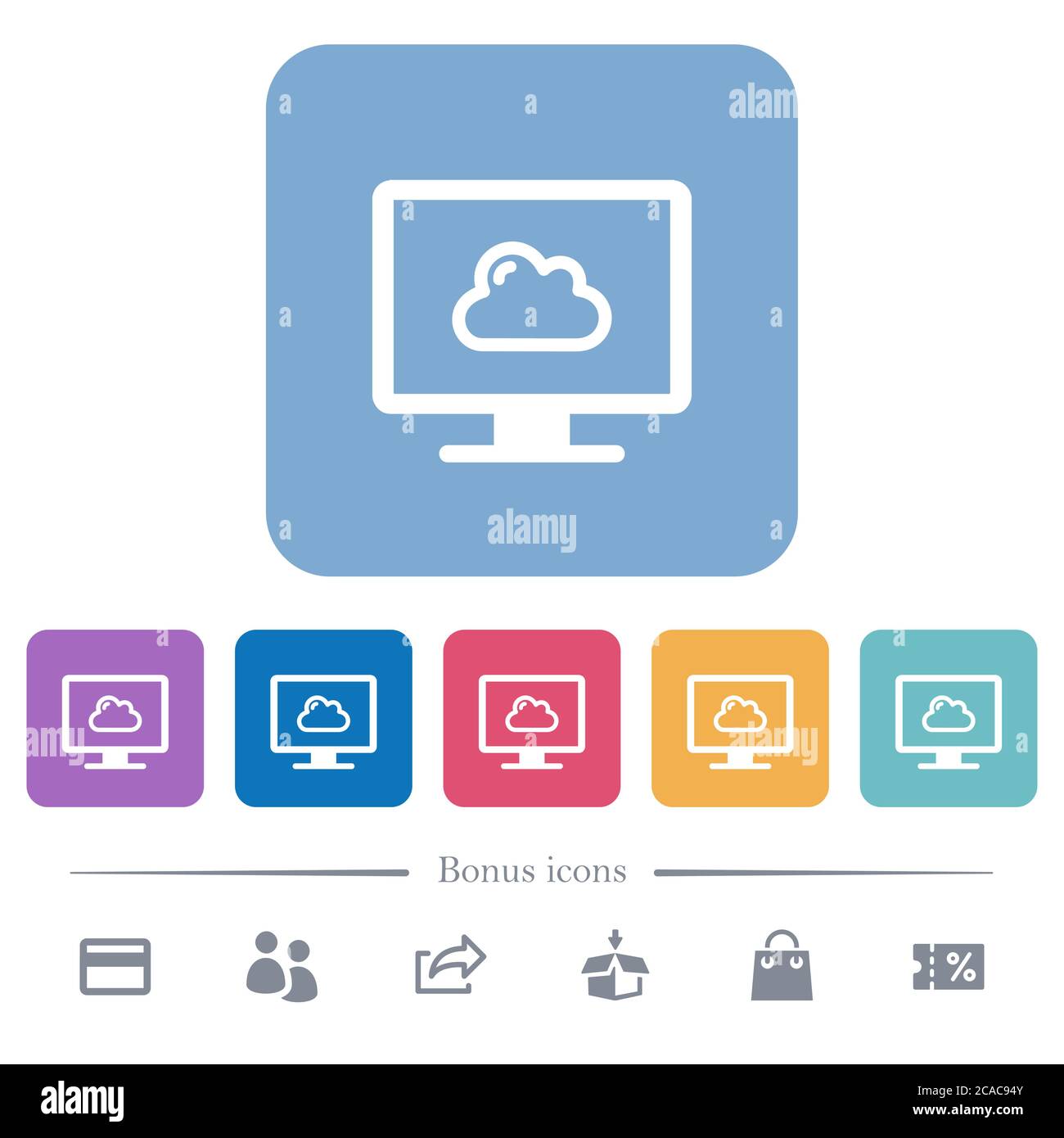 Cloud computing white flat icons on color rounded square backgrounds. 6 ...