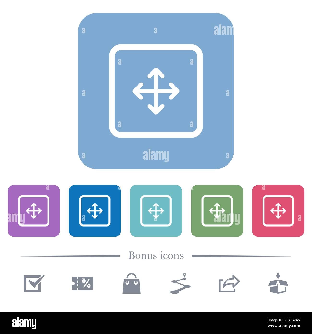 Drag object white flat icons on color rounded square backgrounds. 6 ...