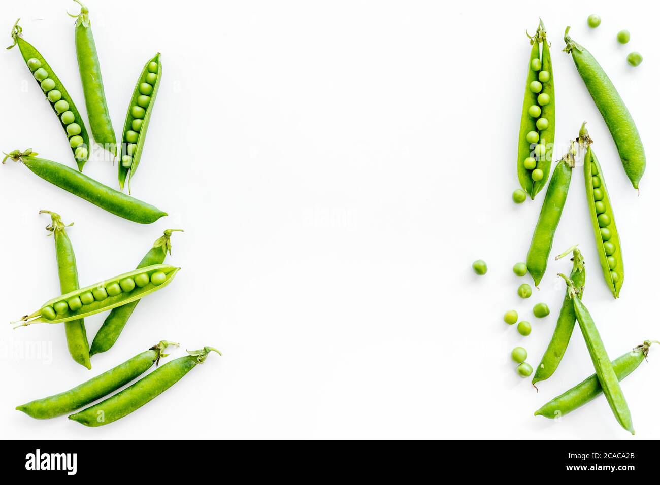 Set of green pea pods isolated on white background Stock Photo - Alamy