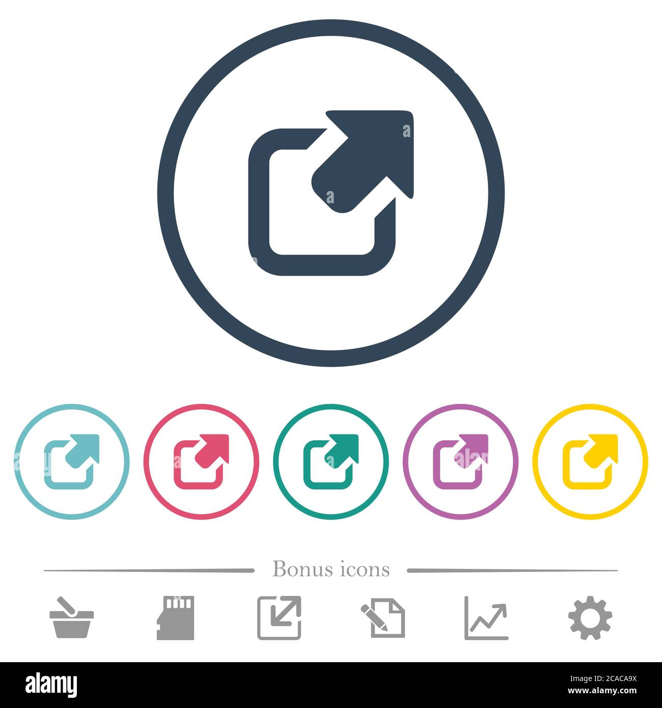 Export symbol with upper right arrow flat color icons in round outlines ...