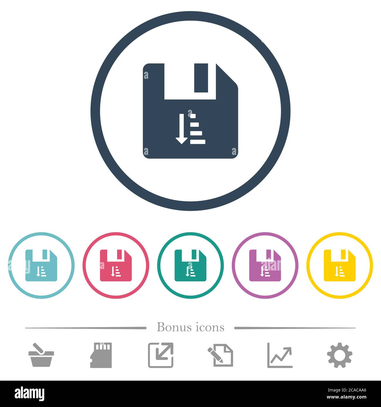 Ascending file sort flat color icons in round outlines. 6 bonus icons ...