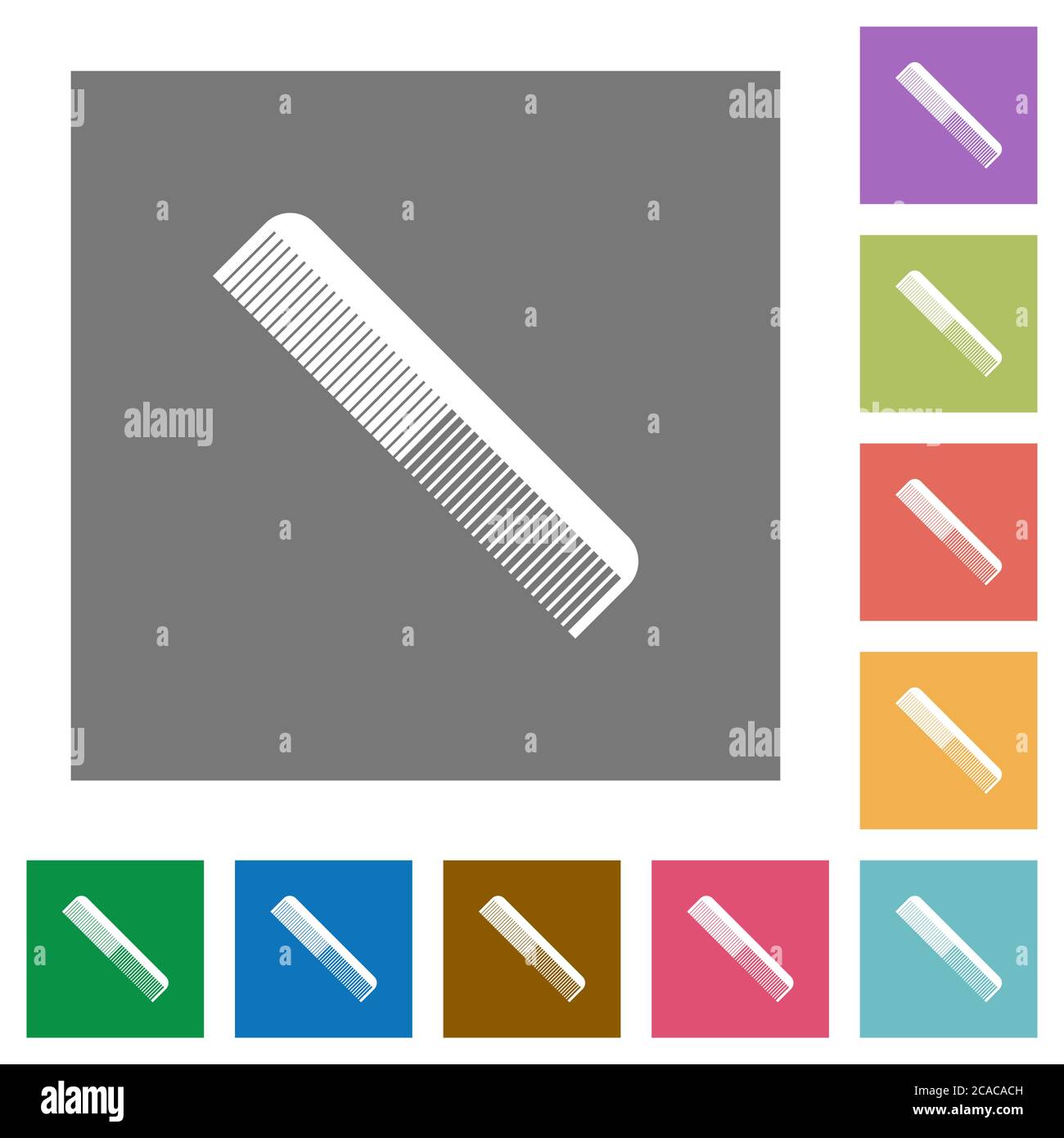 Simple comb flat icons on simple color square backgrounds Stock Vector ...